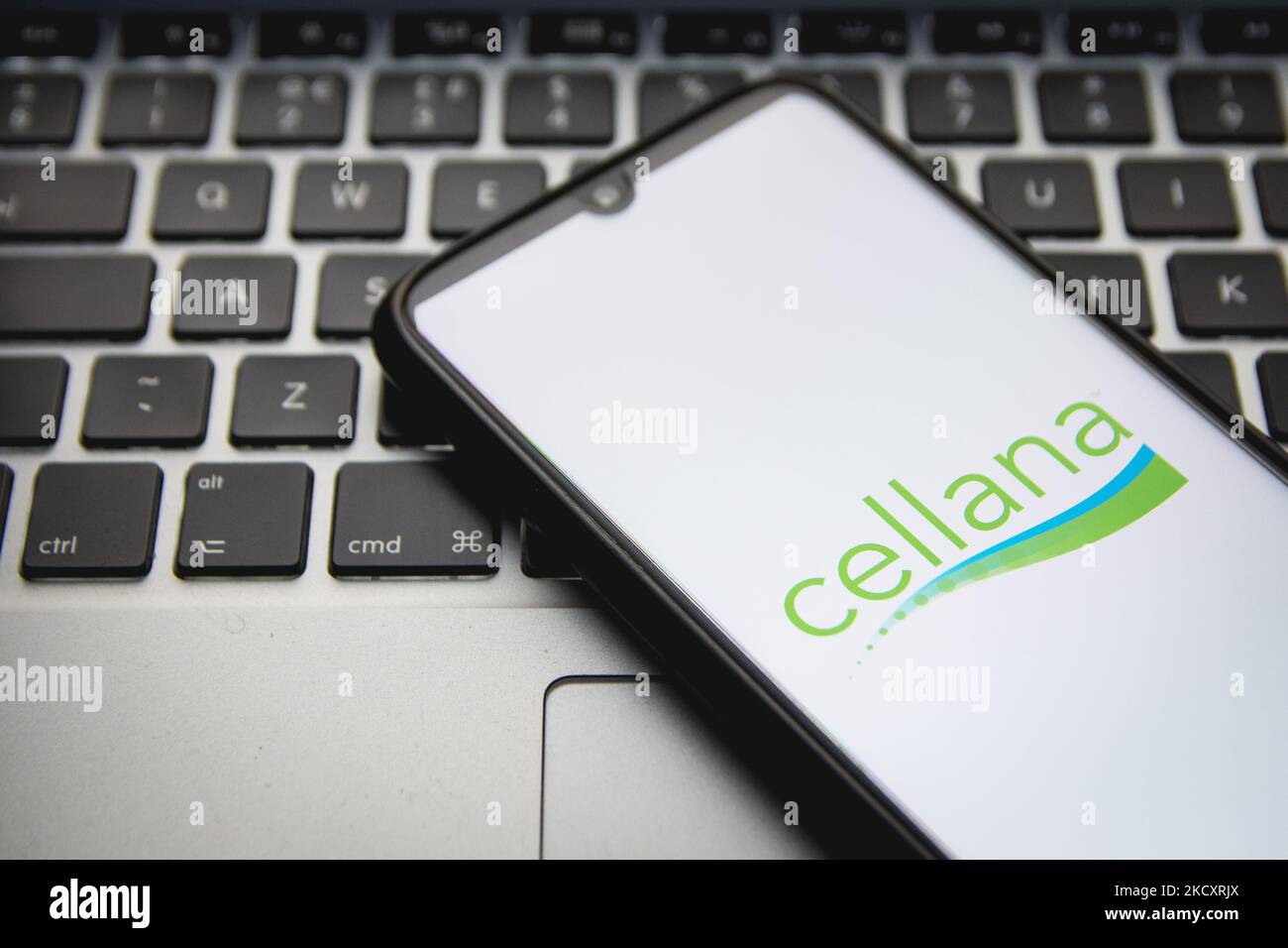 In this photo illustration a Cellana logo seen displayed on a ...