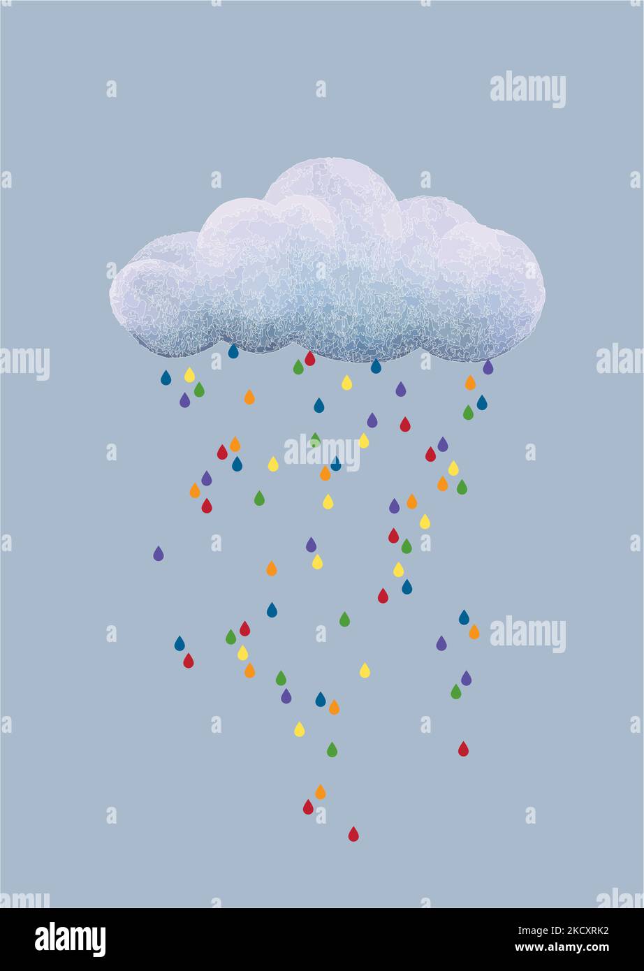 illustration: single cloud pouring colourful rain Stock Vector Image ...