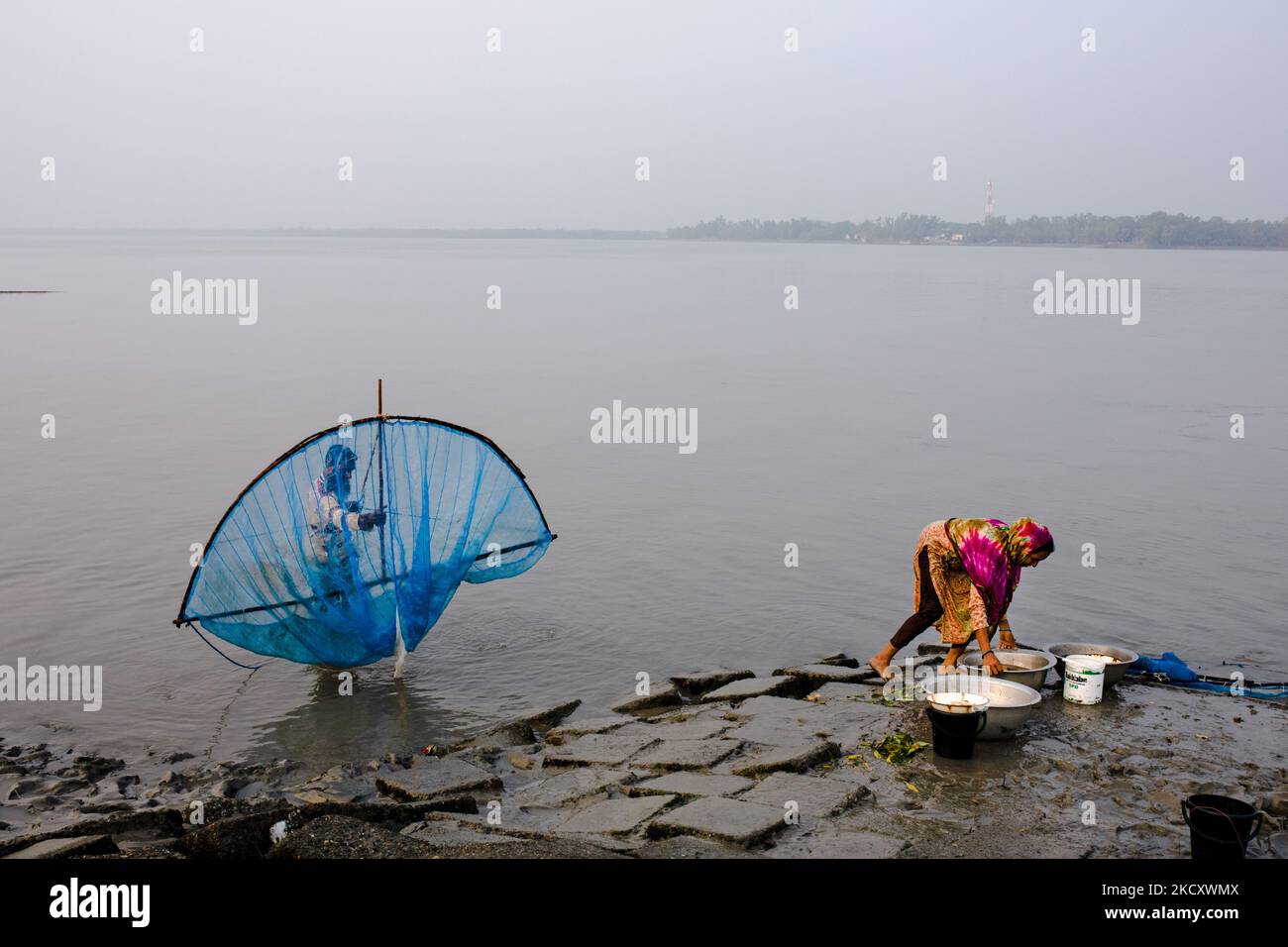 People of Cyclone Sidr and Cyclone Aila affected area seen fishing in Satkhira District (Photo ...