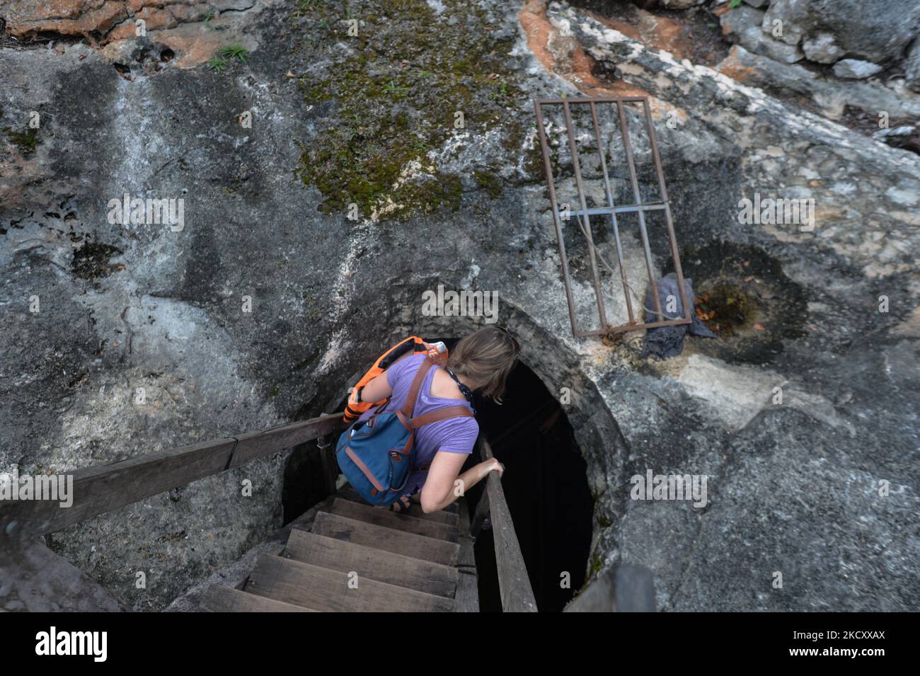 Entrance to Cenote Chulul, in Homún. Chulul is one of the cenotes that ...