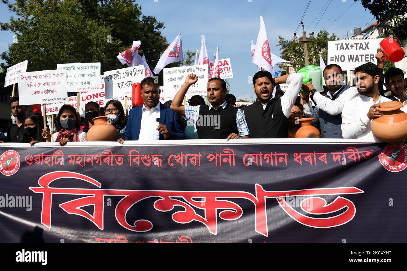 Activists of All Assam Students Union (AASU) stage a protest rally by ...