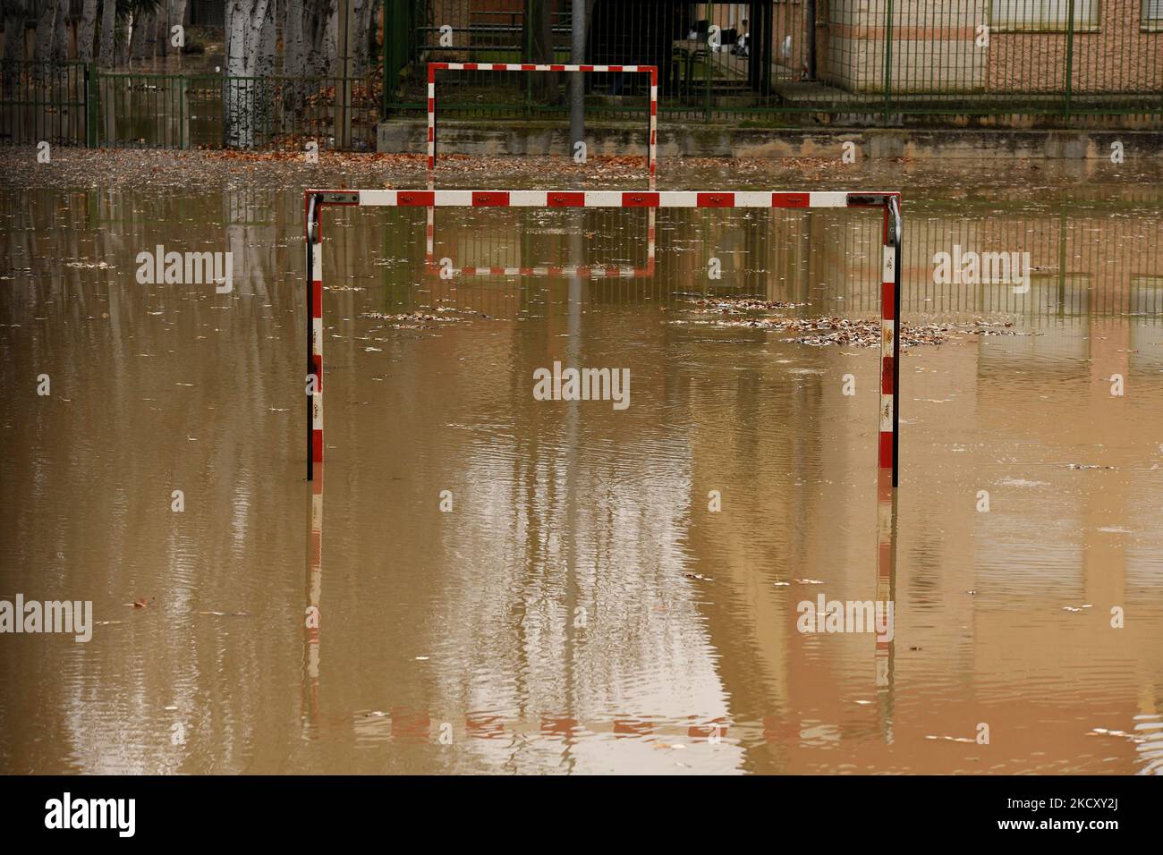 Flooding threatens Zaragoza in the aftermath of Storm Barra in spain on ...