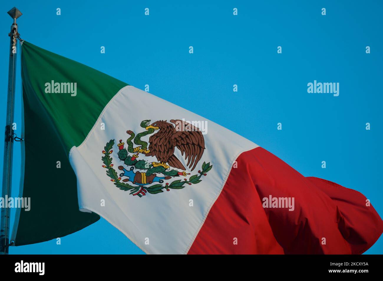 Mexican national flag seen in the center of Merida. On Tuesday ...