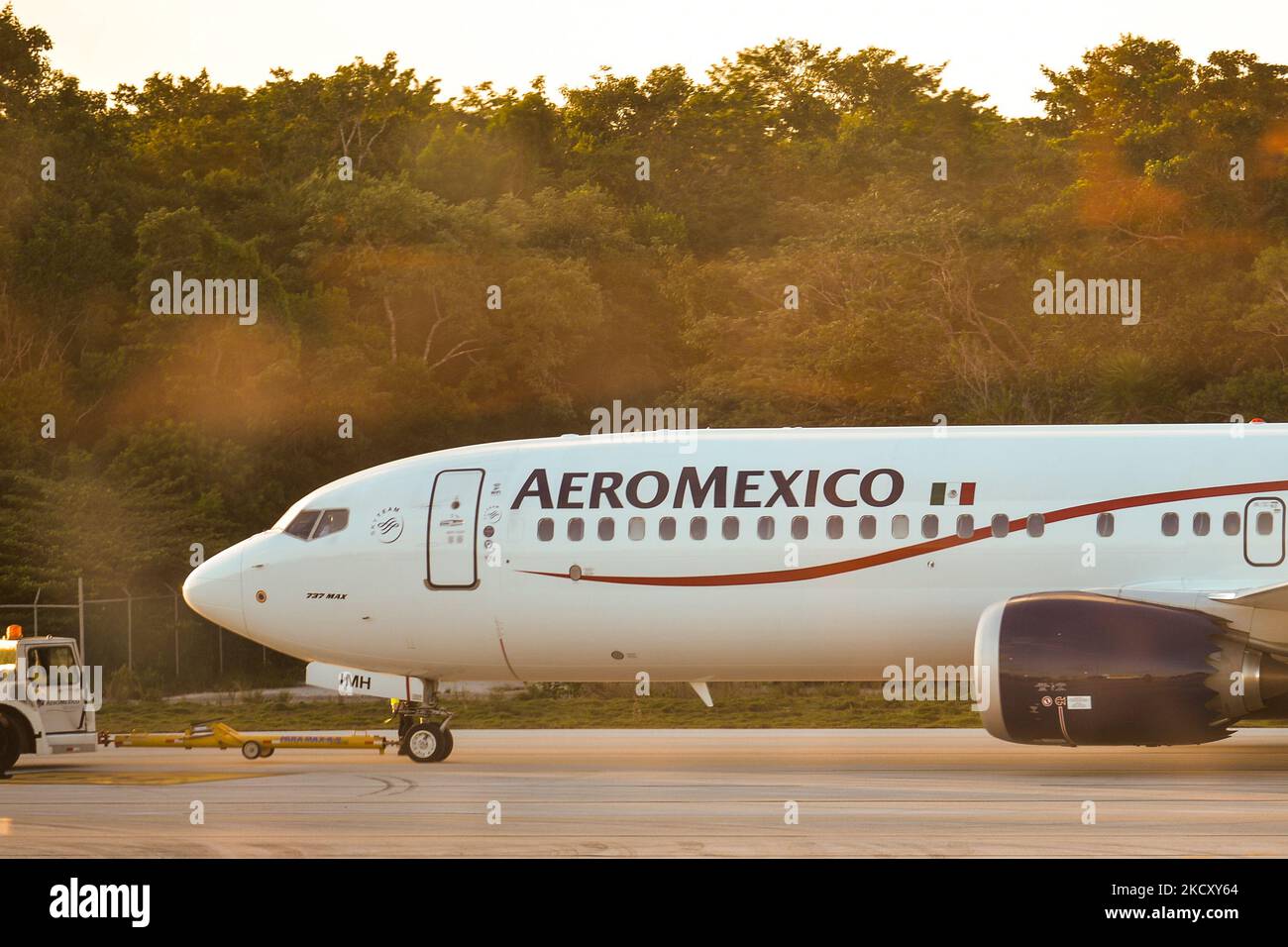 Aeroméxico Airlines plane seen at Cancun International Airport. On ...