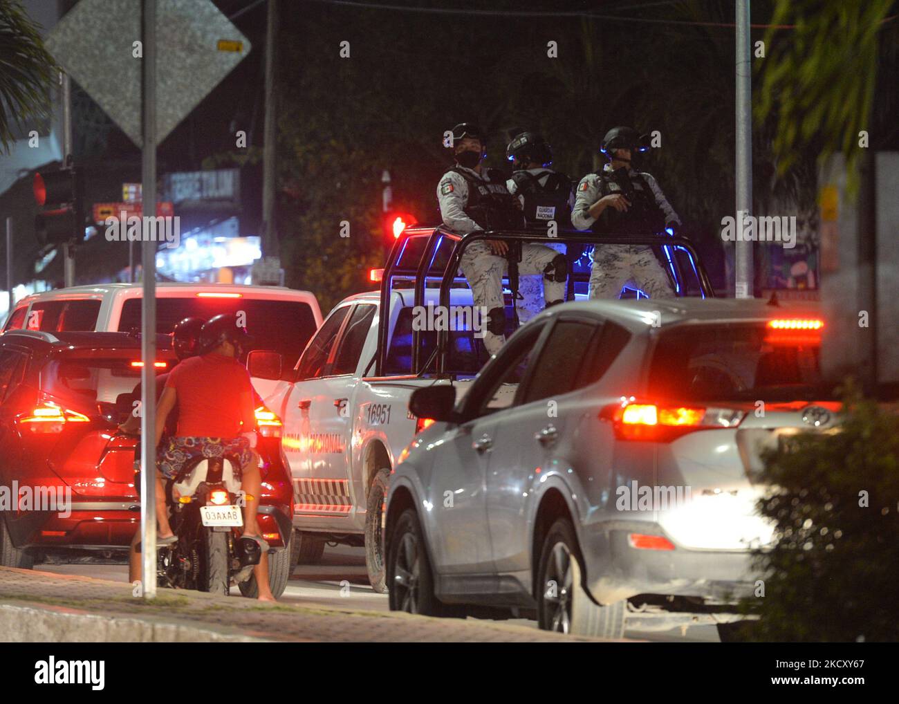 Members of the National Guard (Guardia Nacional de México) patrol the ...