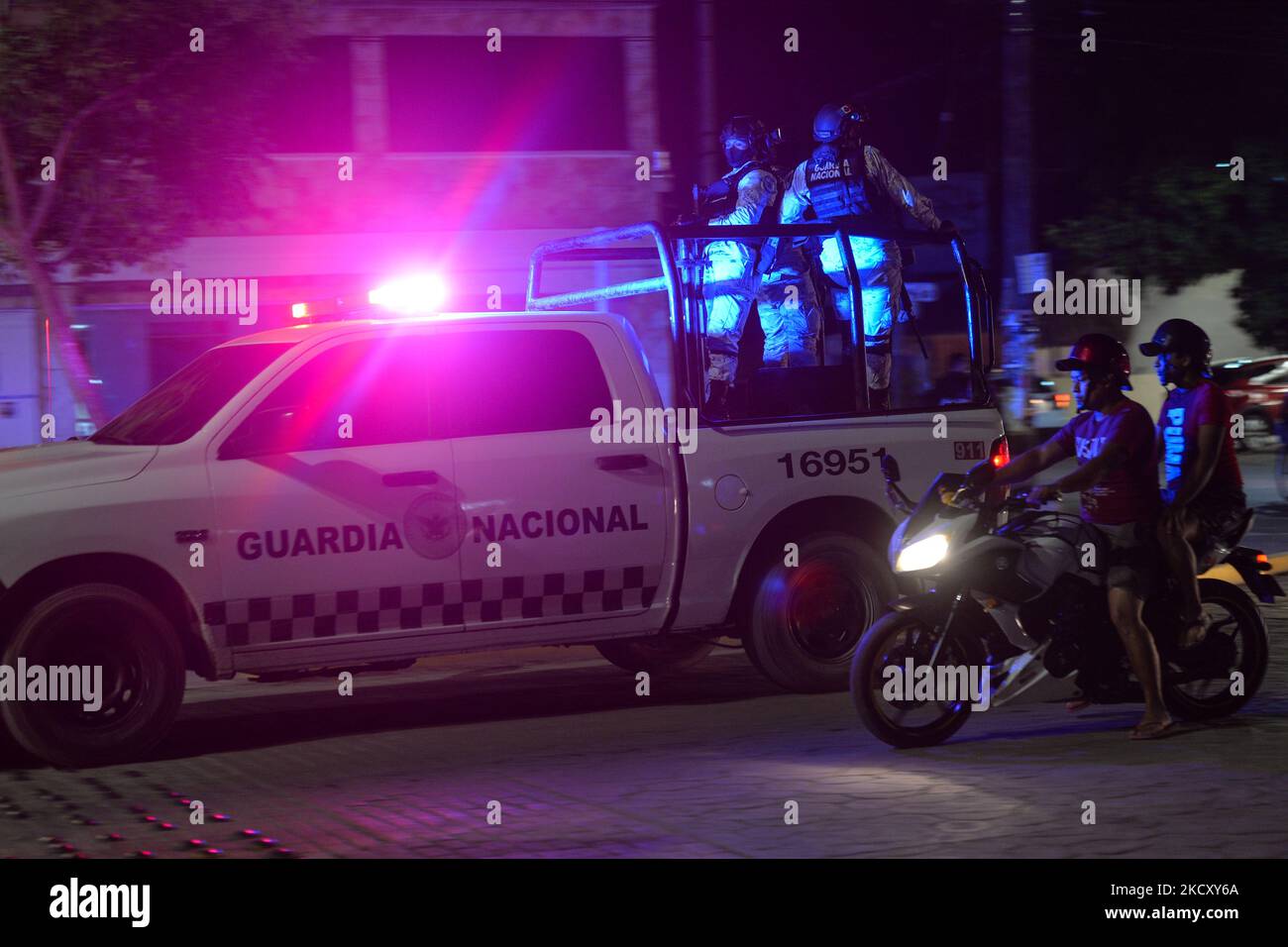 Members of the National Guard (Guardia Nacional de México) patrol the ...