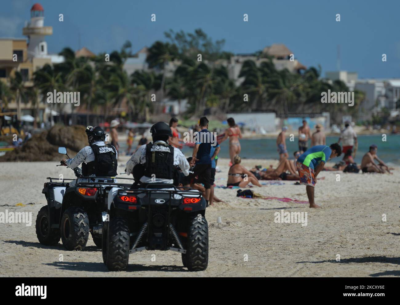 Members of the National Guard (Guardia Nacional de México) patrol the ...