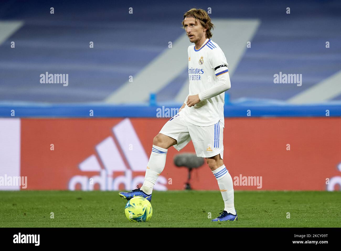 Luka Modric of Real Madrid controls the ball during the La Liga ...