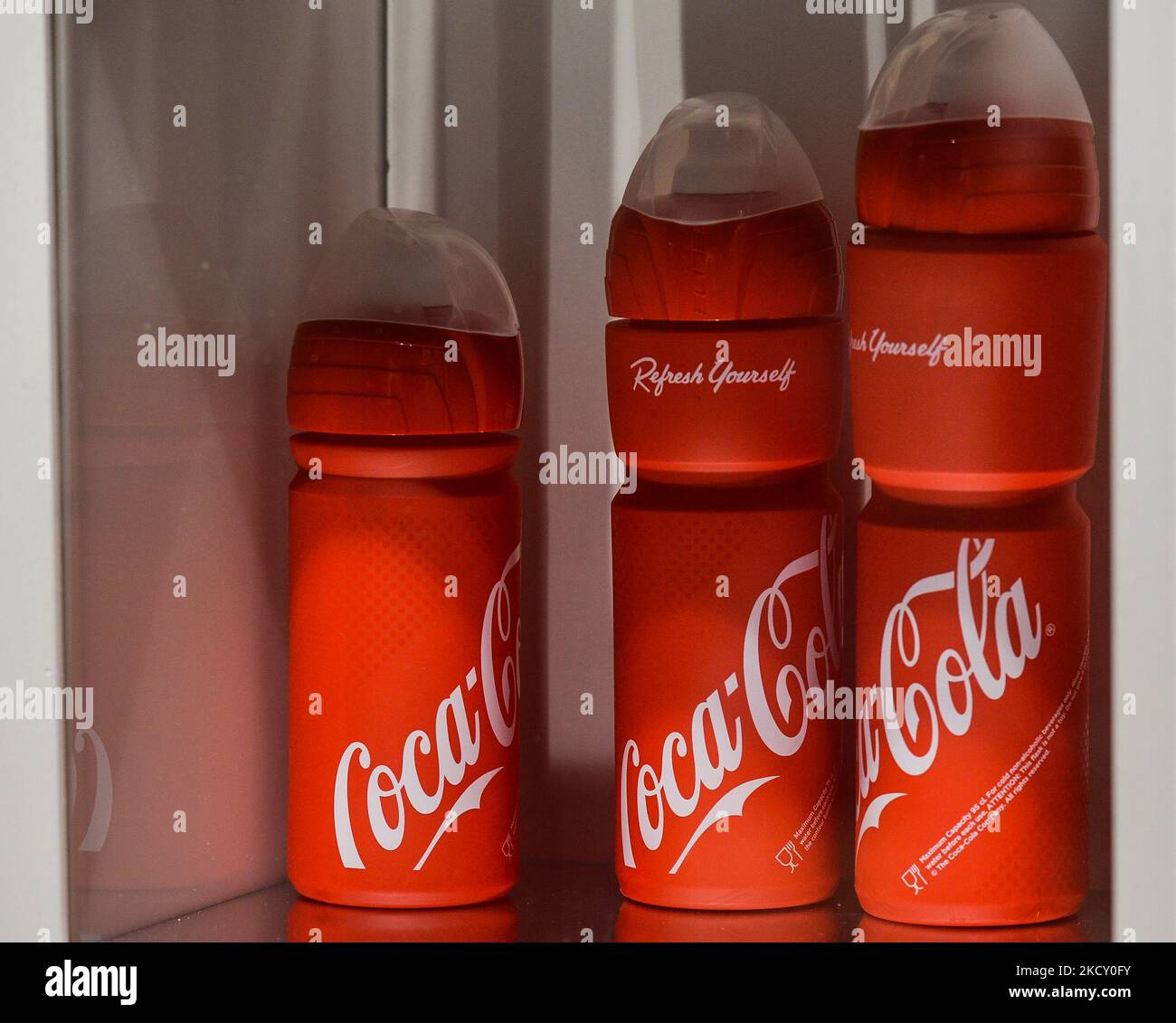 A line of Elite water bottles for Coca-Cola seen at Elite headquarters ...