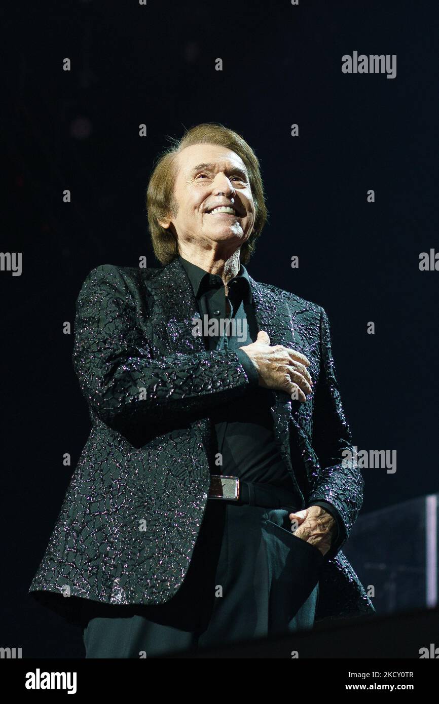 Spanish singer Raphael?, performs on stage at Palacio de los Deportes ...