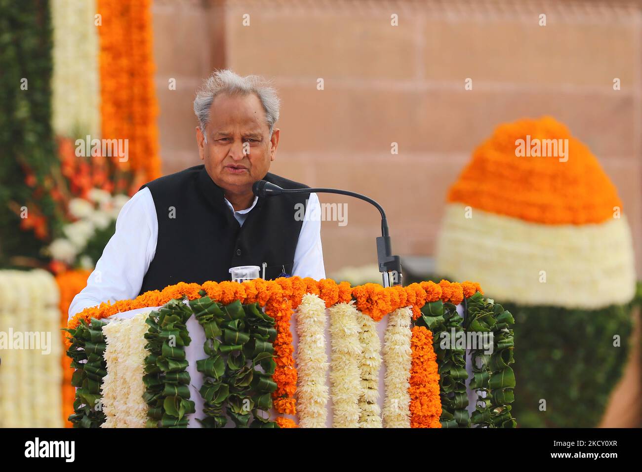 Rajasthan Chief Minister Ashok Gehlot addresses during the 'Swarnim ...