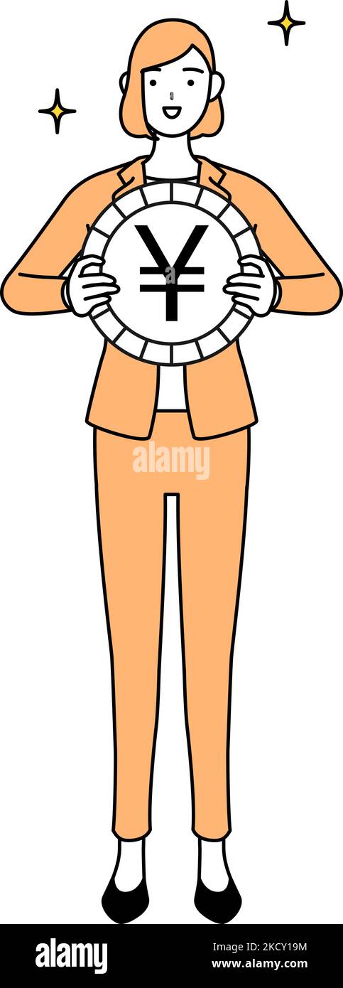 Simple line drawing illustration of a businesswoman in a suit, an image ...