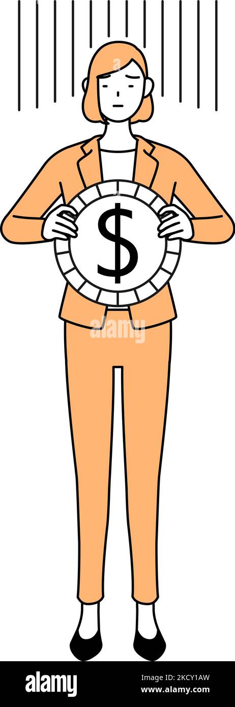 Simple line drawing illustration of a businesswoman in a suit, an image ...