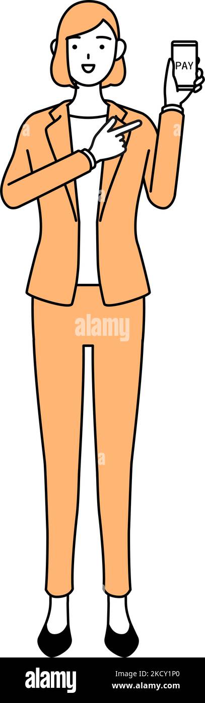 Simple line drawing illustration of a businesswoman in a suit ...