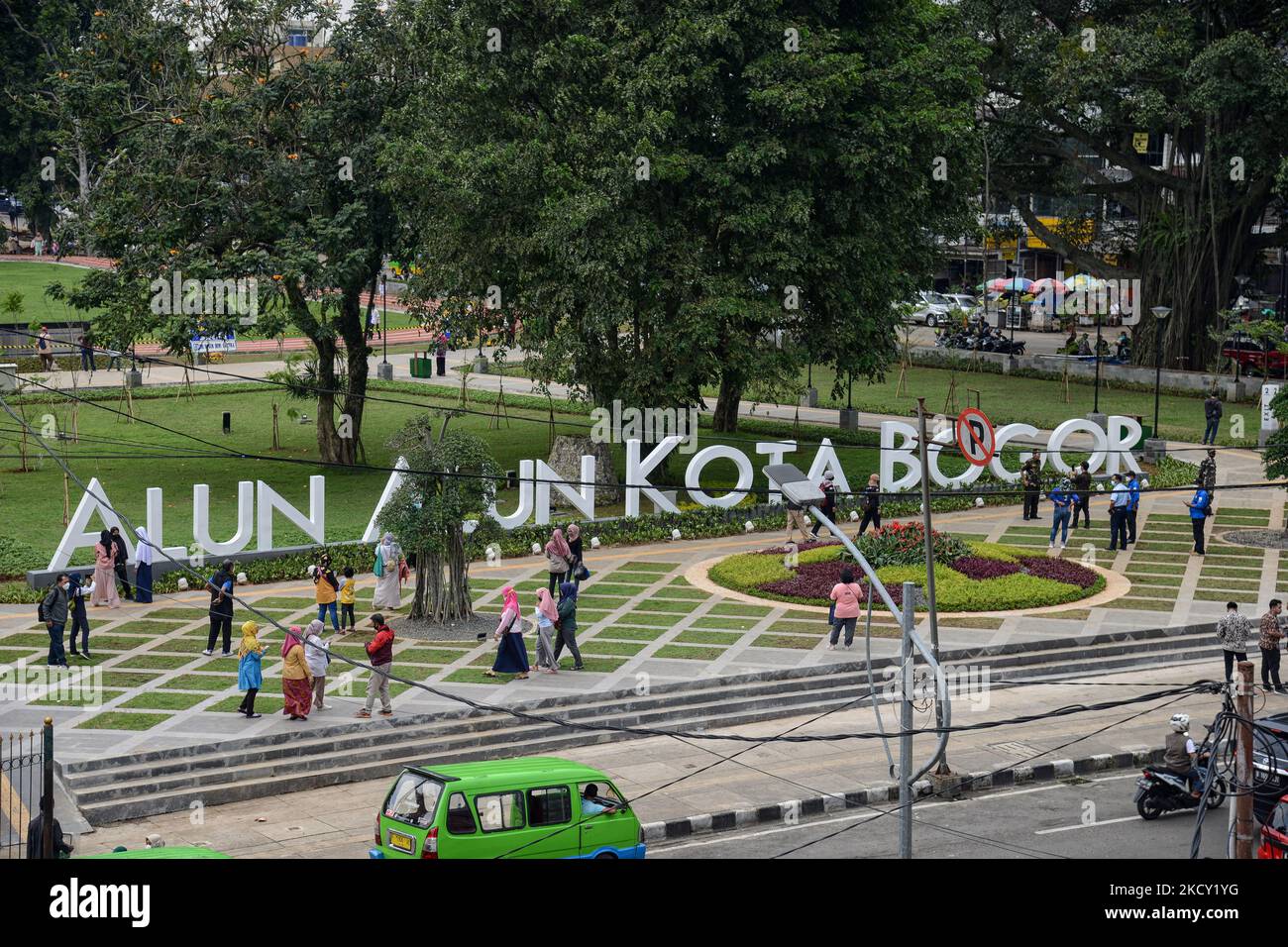 People visit at the Bogor City Square in Bogor, West Java, Indonesia on ...