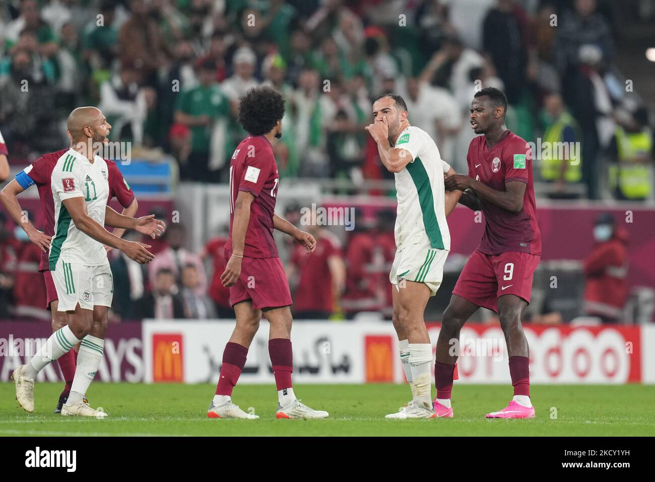(11) AKRAM AFIF of Qatar quarrel with (4) BENLAMRI Djamel of Algeria ...
