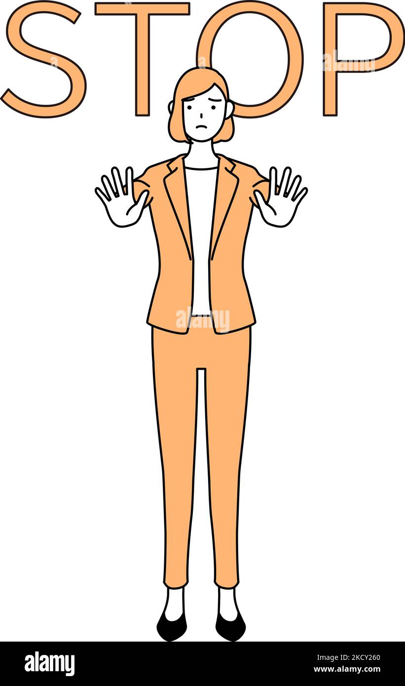 Simple line drawing illustration of a businesswoman in a suit with his ...