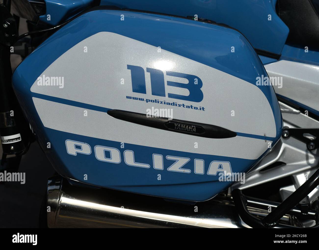 Motorbike of the Polizia di Stato, one of the national police forces of ...