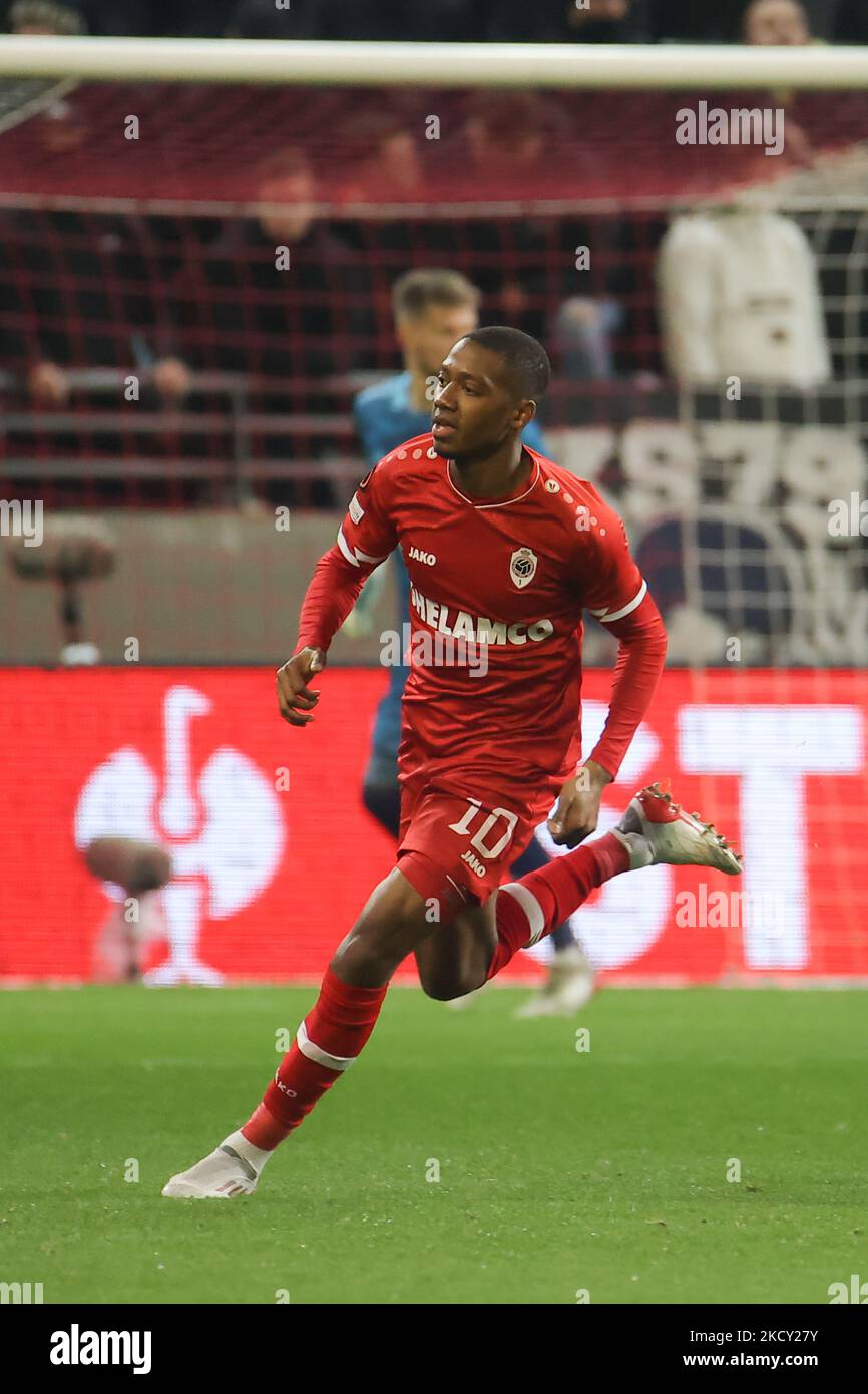 Michel-Ange Balikwisha #10 of Antwerp durinng the Europa League game ...