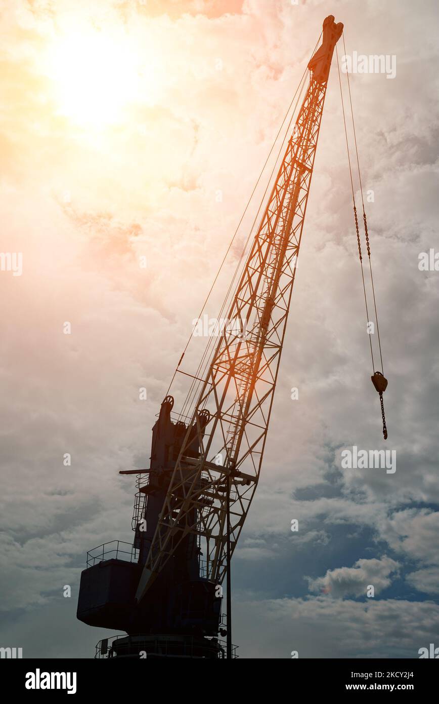 Harbor crane on rails in port Stock Photo - Alamy