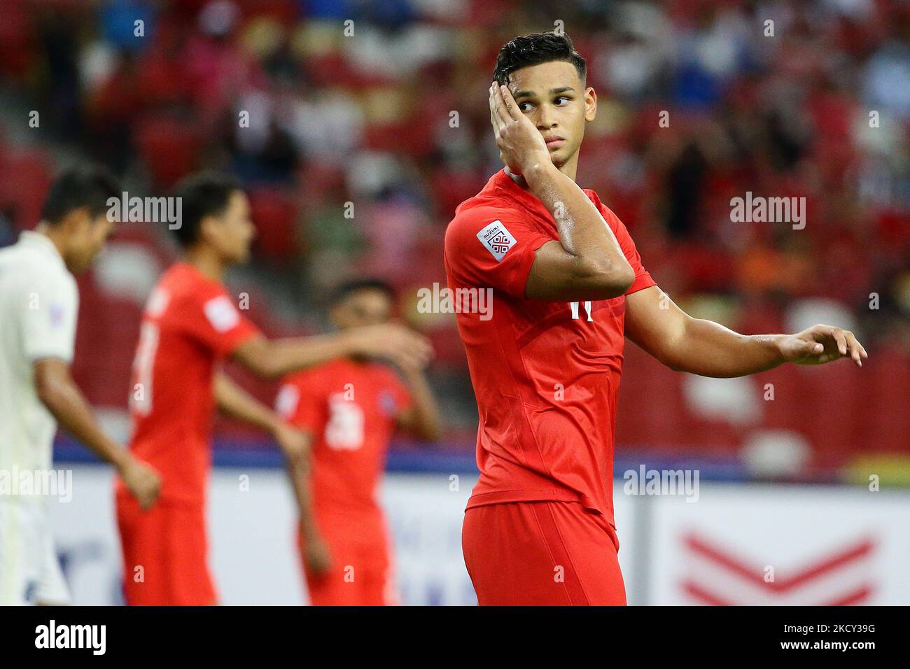 Irfan Fandi of Singapore reacts after failing to score during the AFF ...