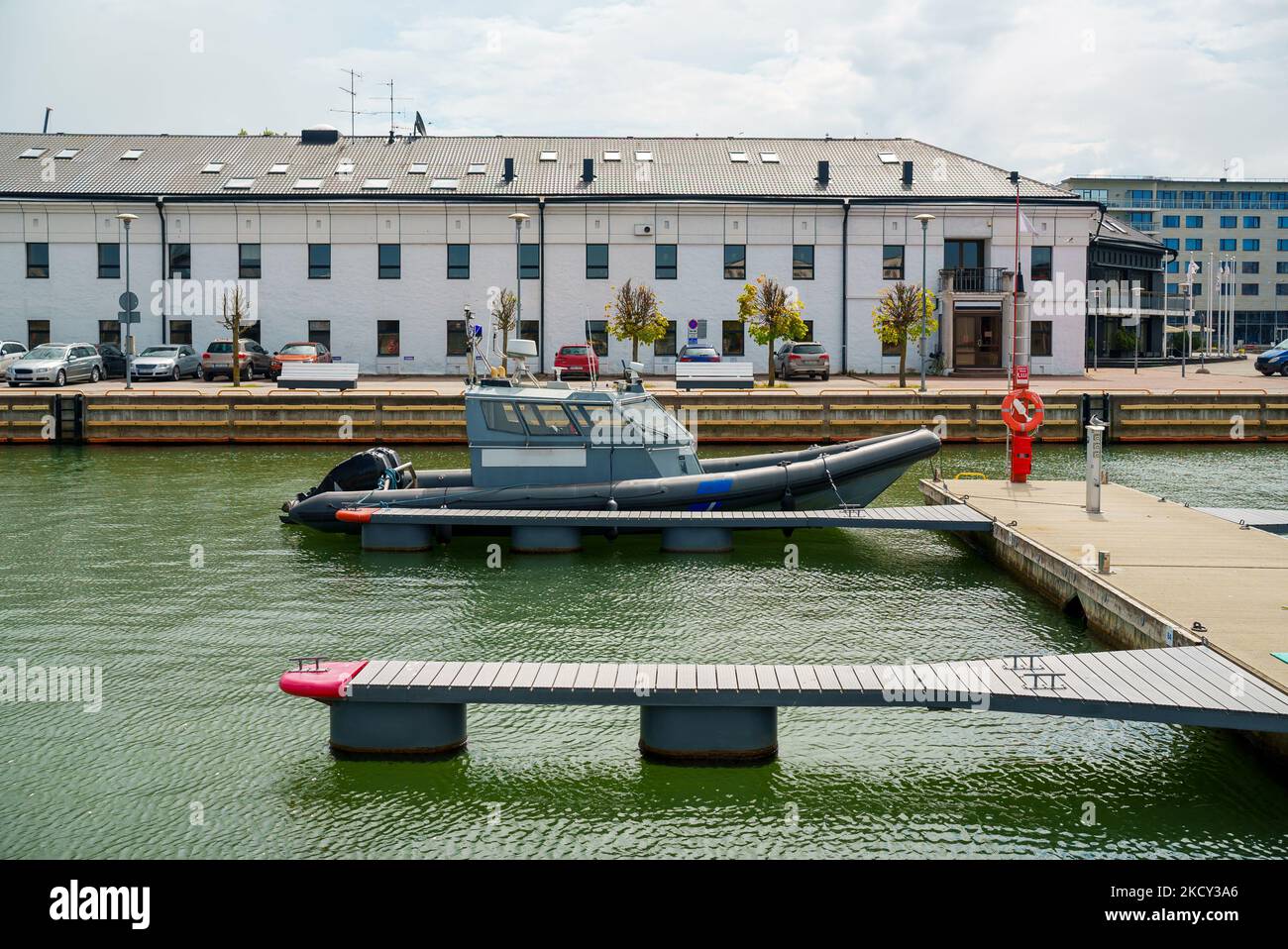 Police and border guard boat moored in dock Stock Photo - Alamy