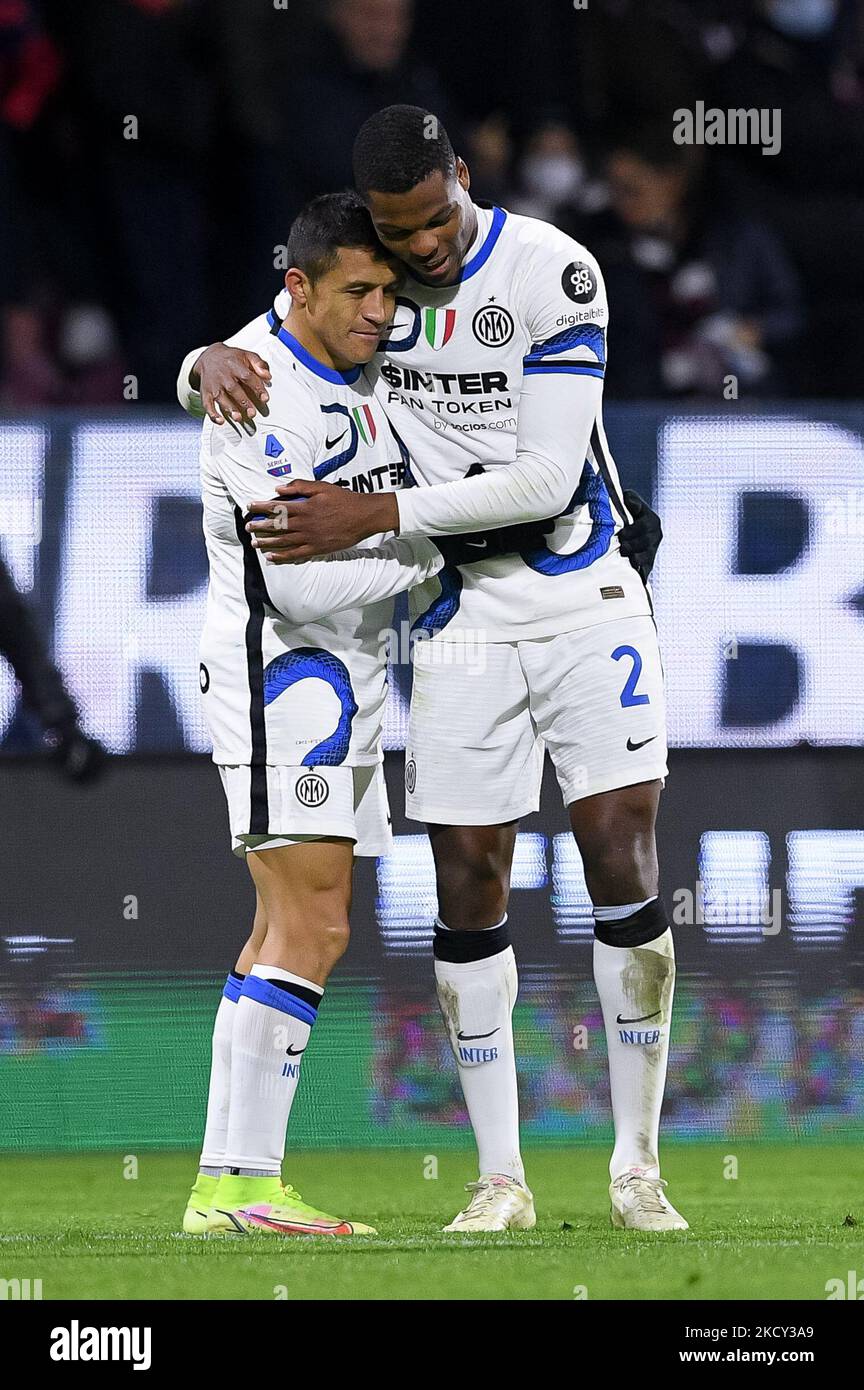 Alexis Sanchez of FC Internazionale celebrates after scoring third goal ...