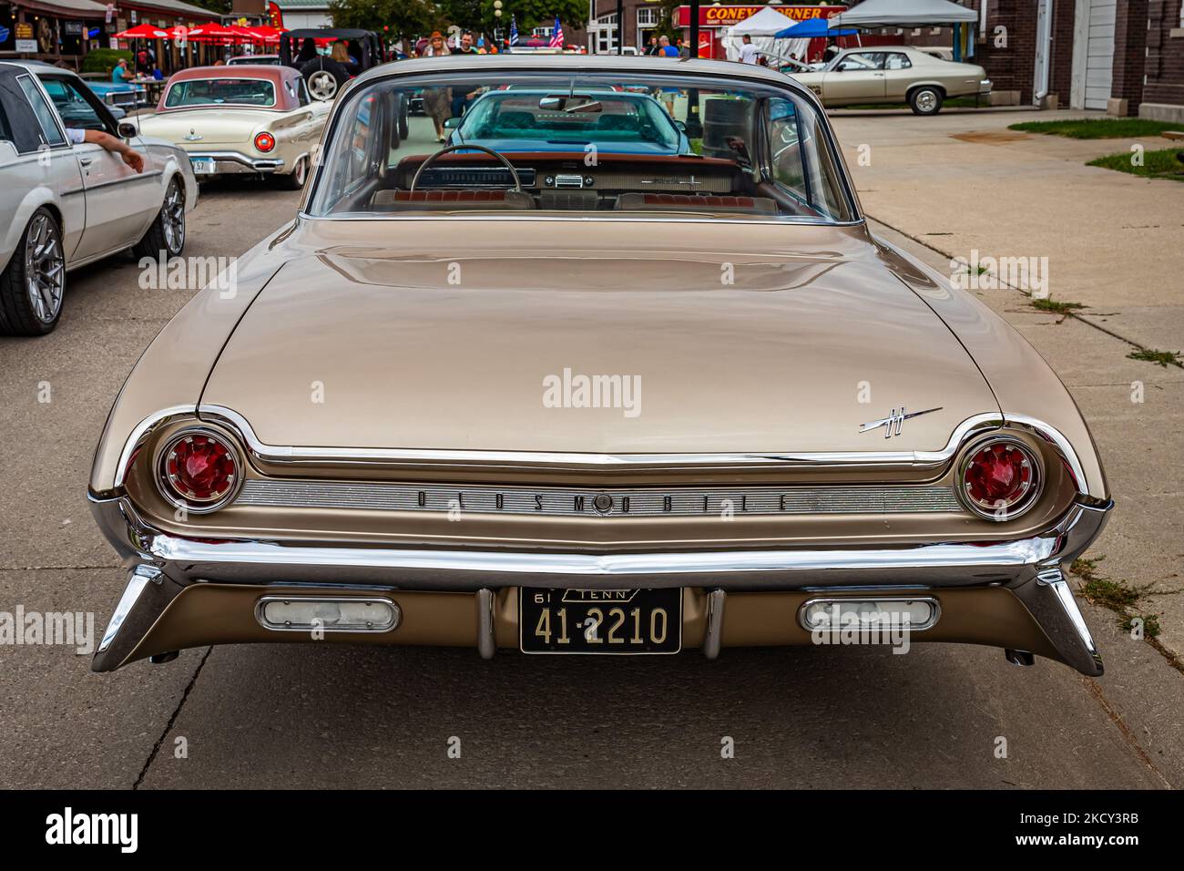 Des Moines, IA - July 01, 2022: High perspective rear view of a 1961 ...