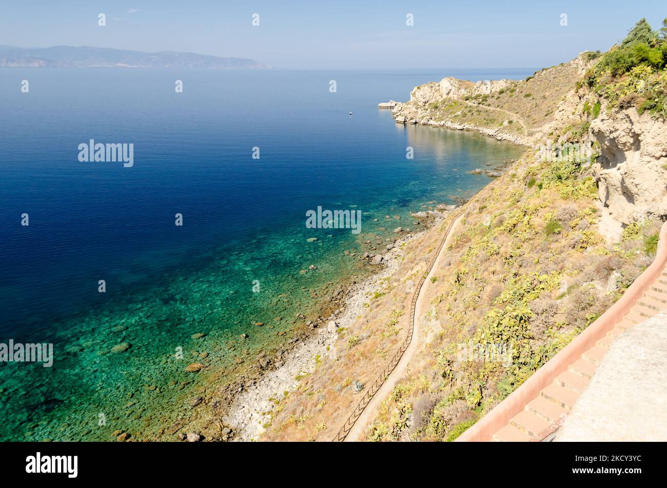 Mediterranean beach, beautiful seascape in Milazzo, Sicily, Italy Stock ...