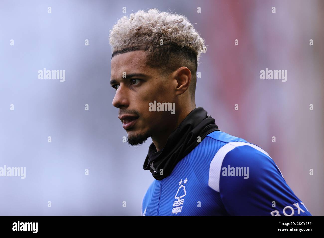 Lyle Taylor of Nottingham Forest warms up ahead of the Sky Bet ...