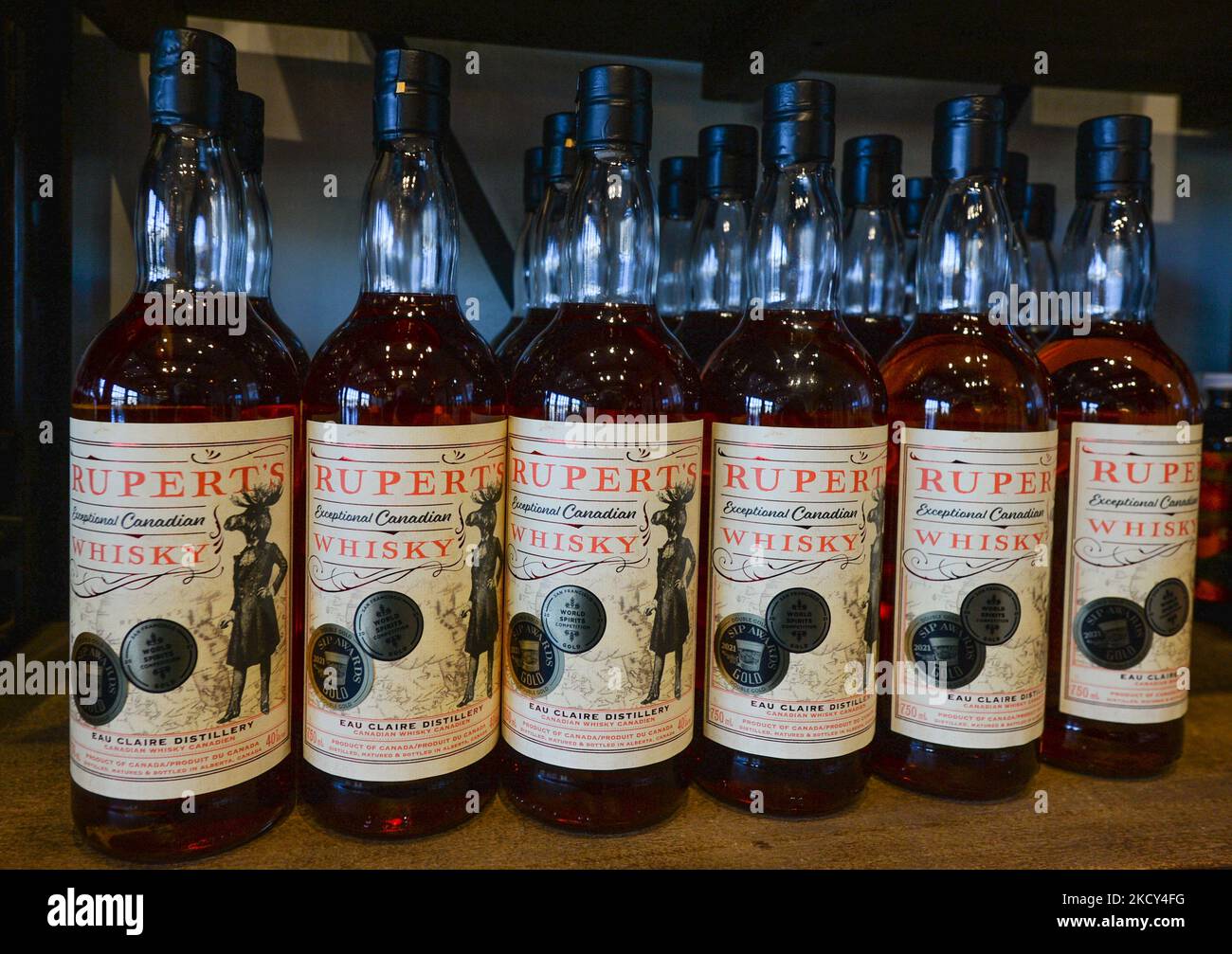 Bottles of Rupert's Whiskey produced by Eau Claire Distillery. On ...