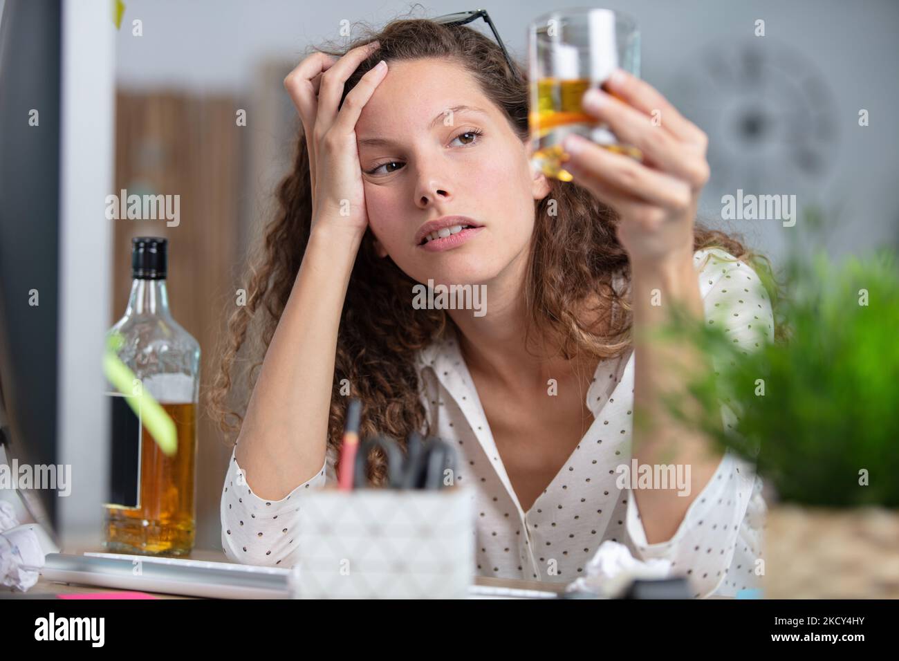 alcohol laptop office problem concept whiskey glass Stock Photo - Alamy
