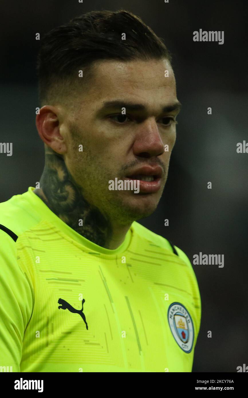 Ederson of Manchester City looks on during the Premier League match ...