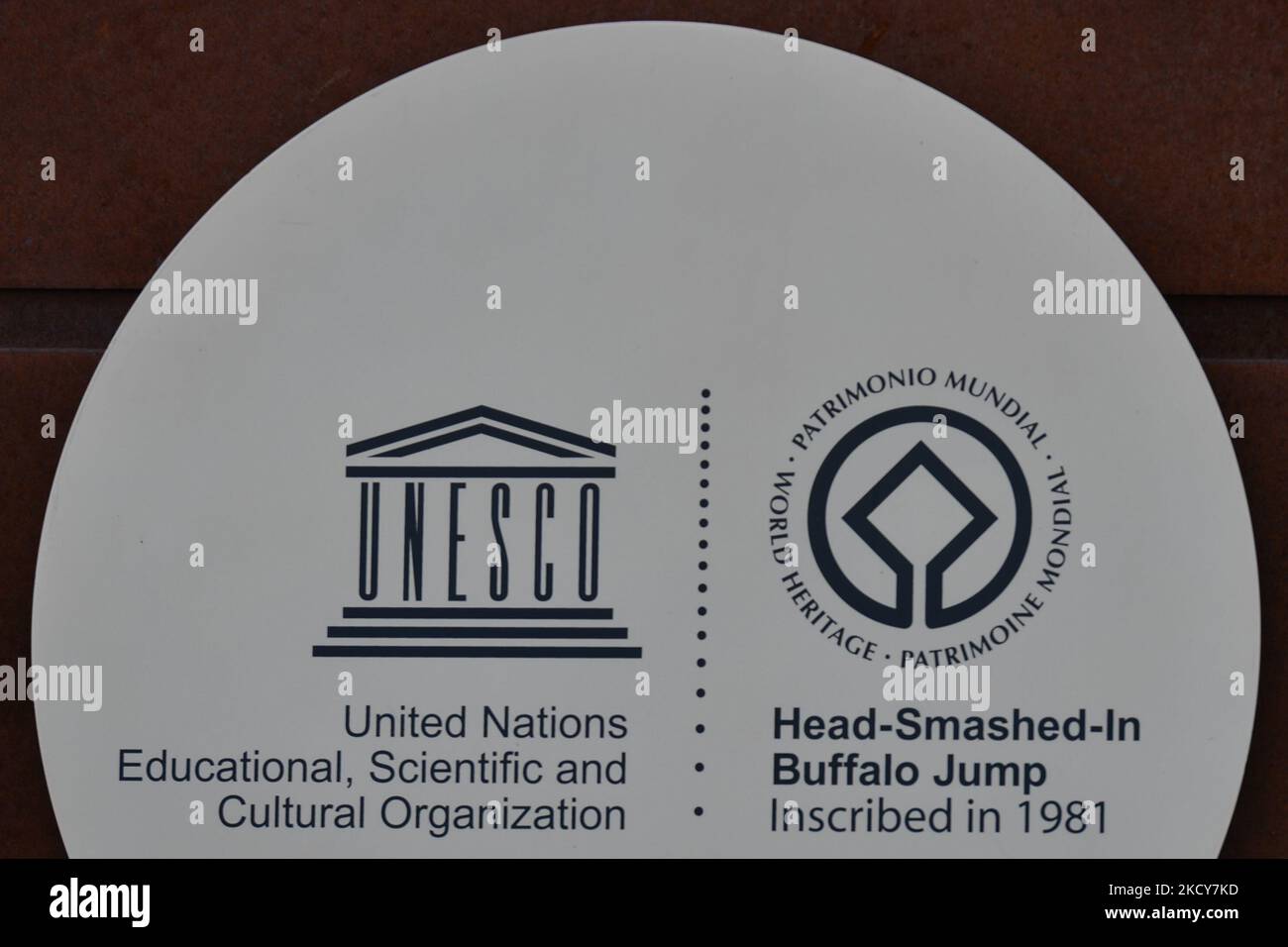 Sign Head-Smashed-In Buffalo Jump World Heritage Site. On Wednesday, 6 ...