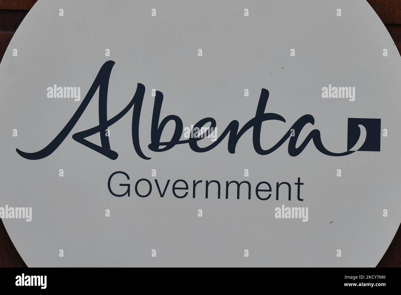 Alberta Government sign. On Wednesday, 6 October 2021, in Waterton ...