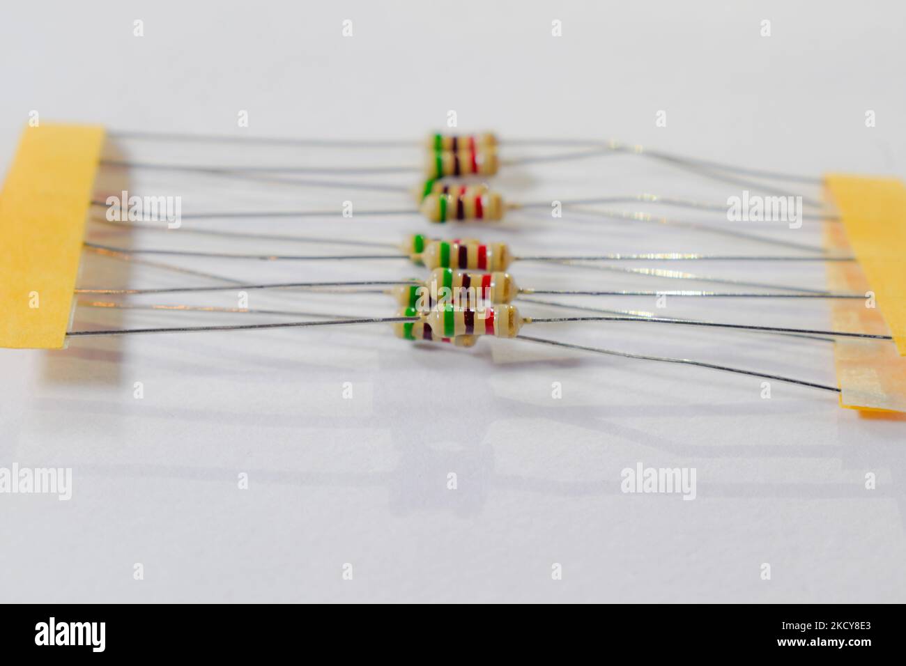 set of 10kilo ohm carbon resistors isolated against white background ...