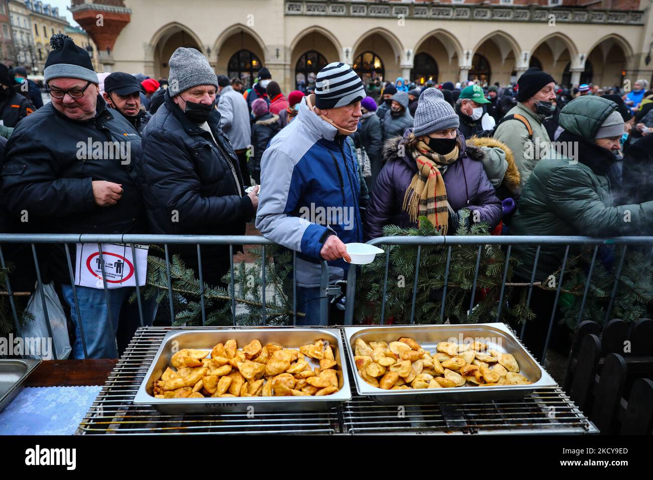 Traditional dumplings (pierogi) are being distributed during the ...