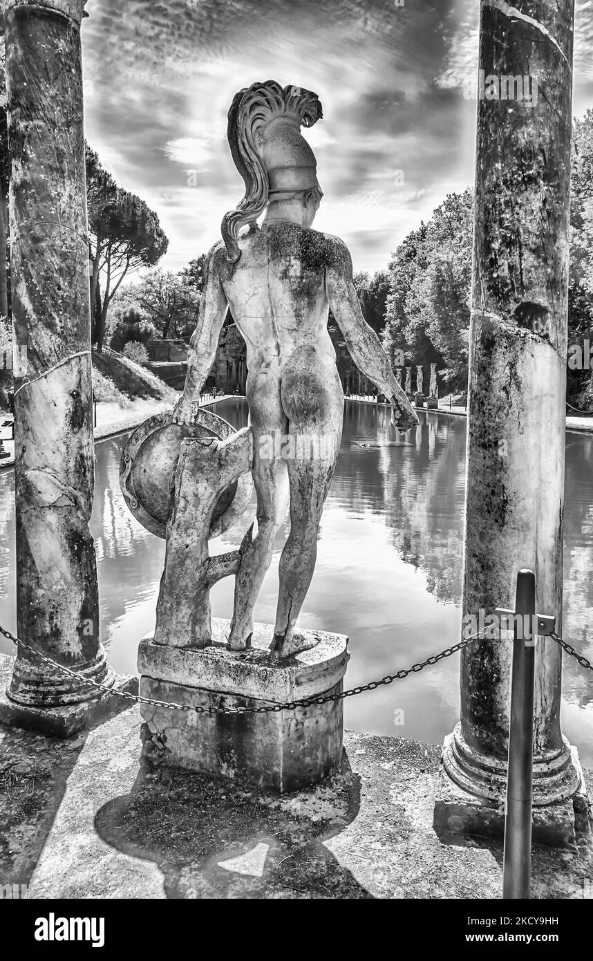 Greek Statue of Ares overlooking the ancient pool called Canopus ...