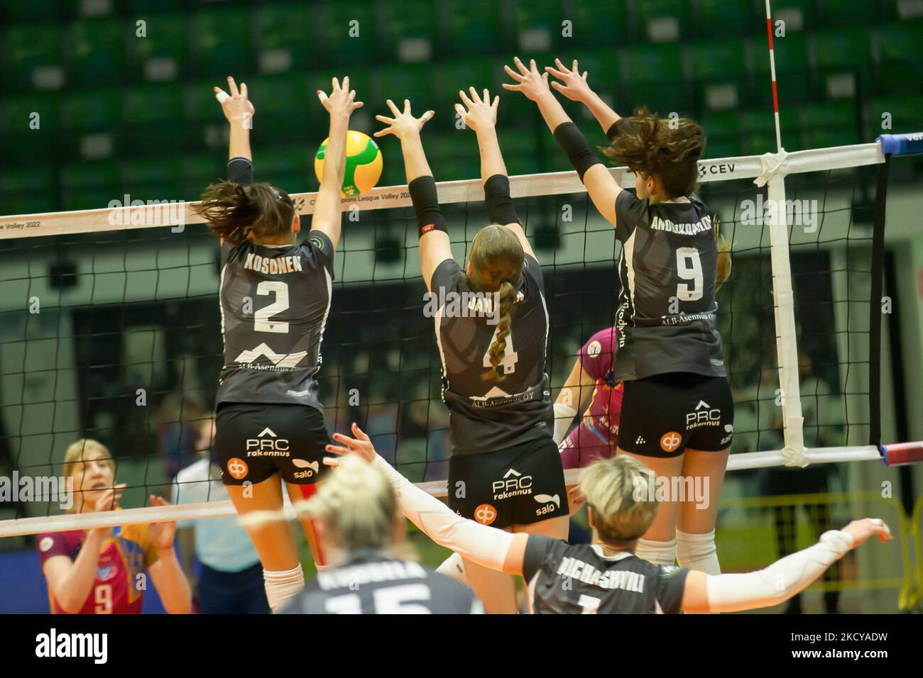 Monster block of players LP Salo during the CEV Champions League Women ...