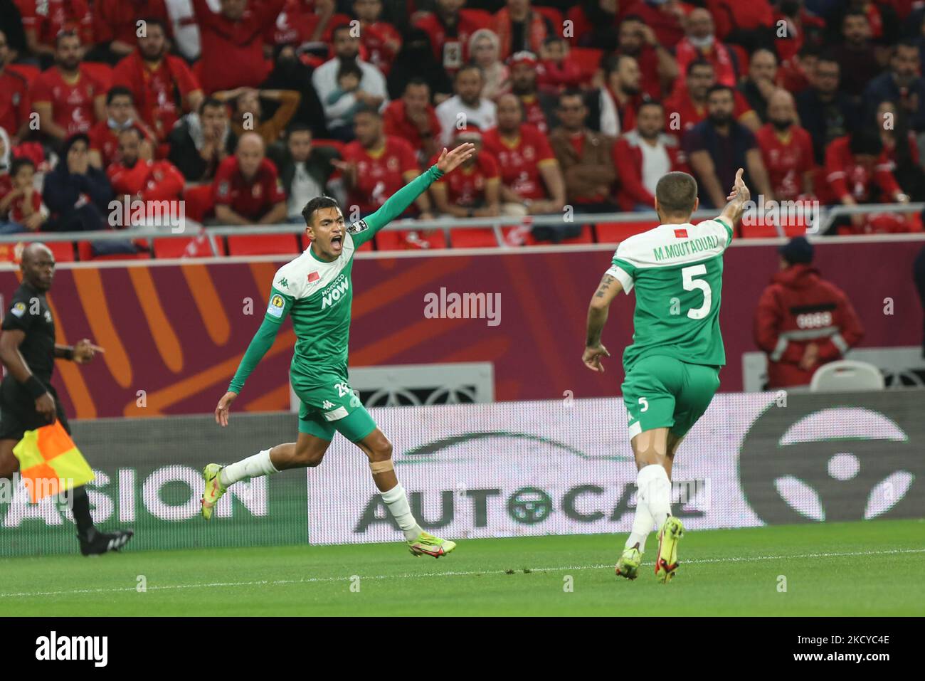 Al Raja team celebrate after Yasser Ibrahim of Al Ahly team goal scored ...