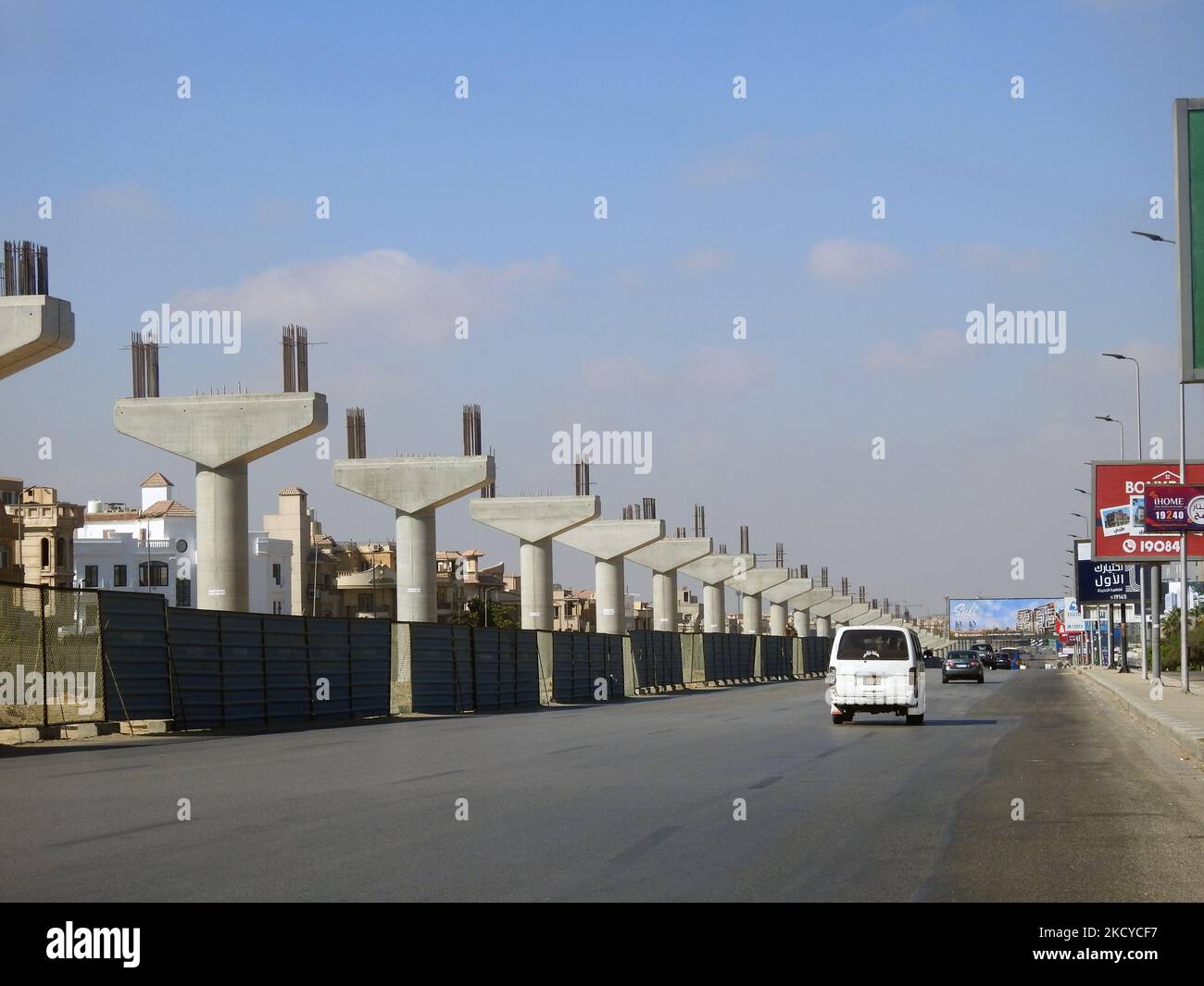 Cairo, Egypt, October 14 2022: Construction site of new Cairo monorail ...