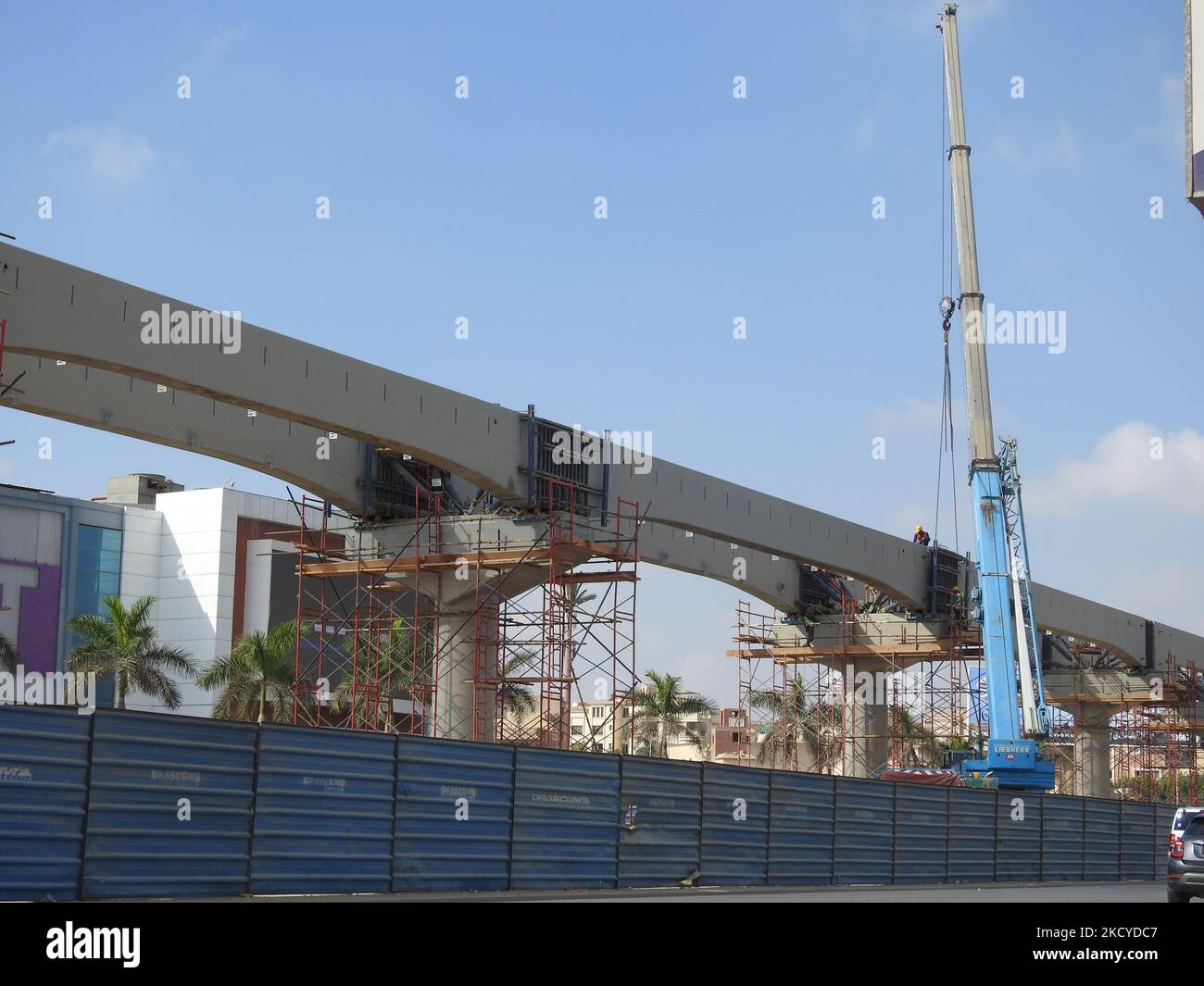 Cairo, Egypt, October 14 2022: Construction site of new Cairo monorail ...
