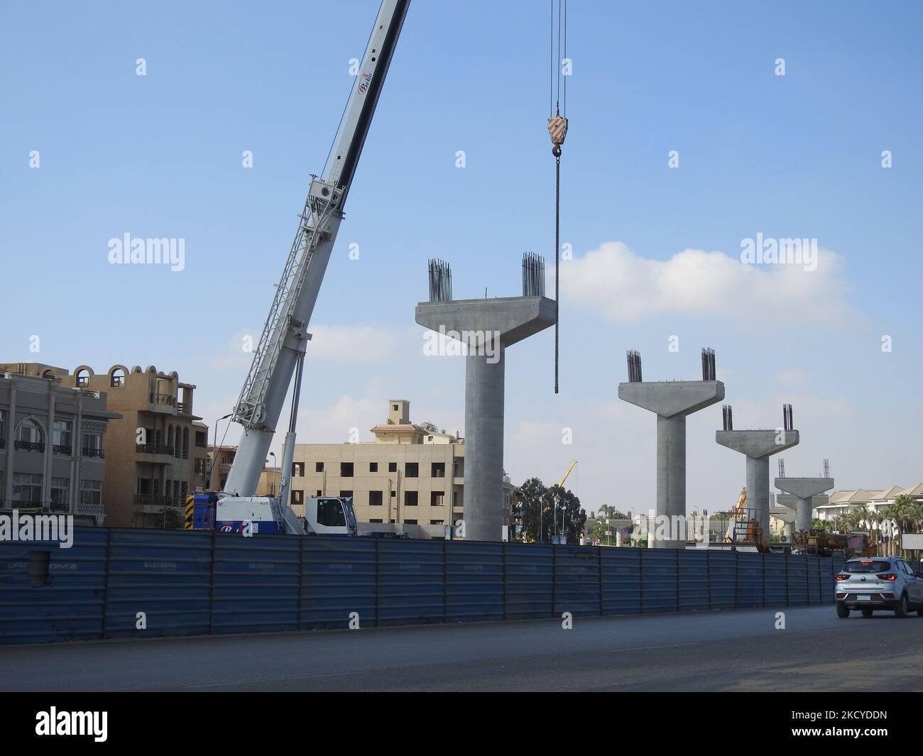 Cairo, Egypt, October 14 2022: Construction site of Cairo monorail ... Cairo, Egypt, October 14 2022: Construction site of Cairo monorail ...