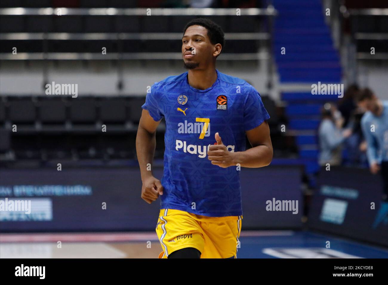 Kameron Taylor of Maccabi Playtika Tel Aviv during the warm-up ahead of ...