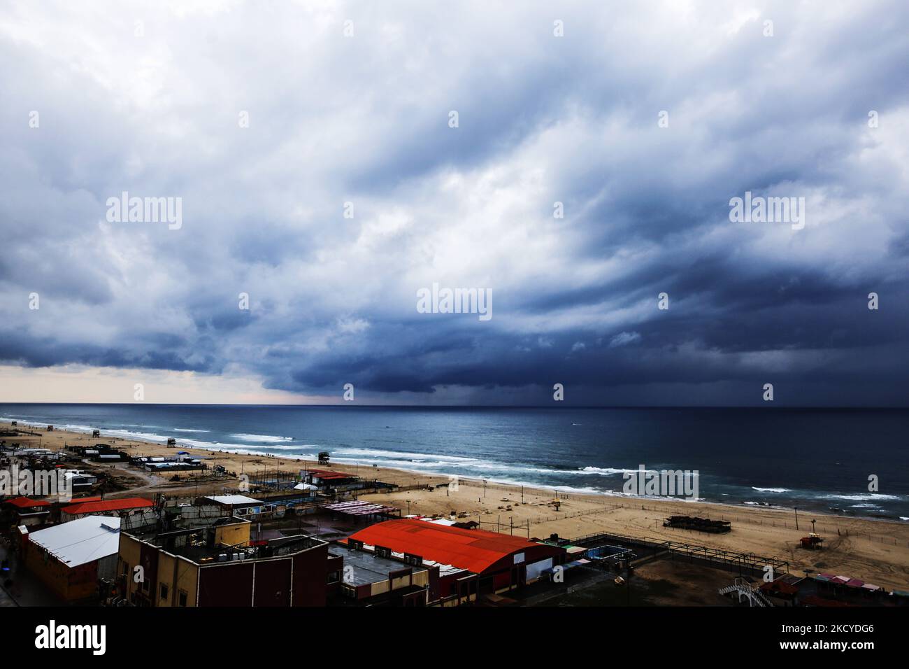 General view of Gaza Beach during heavy rain in Gaza City, on December ...
