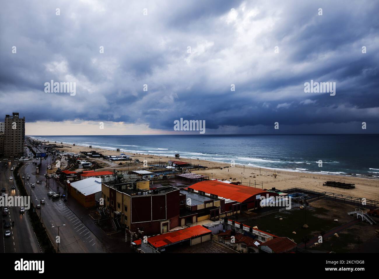 General view of Gaza Beach during heavy rain in Gaza City, on December ...
