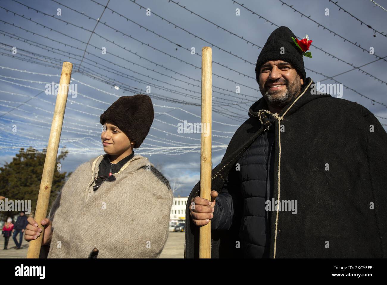 Koledari on 25 December 2021 in city Elin Pelin, Bulgaria. Koledari are ...