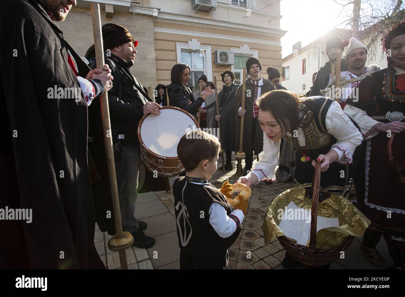 Koledari on 25 December 2021 in city Elin Pelin, Bulgaria. Koledari are ...