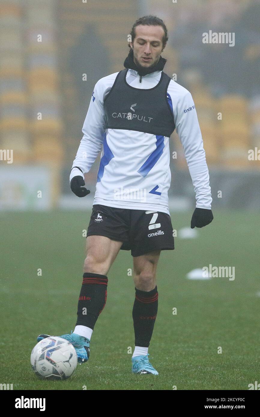 Jamie Sterry of Hartlepool United warms up during the Sky Bet League 2 ...
