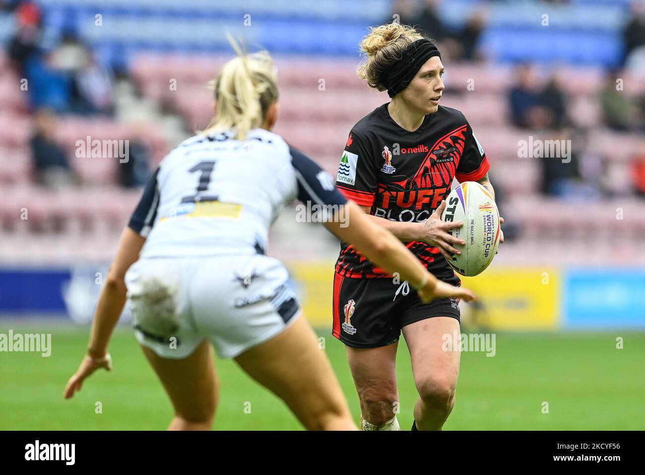 Sab McDaid of Canada in action during the Women's Rugby League World ...